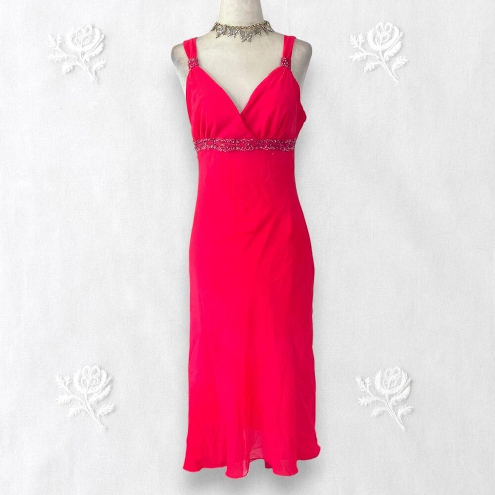 Vintage Early 2000's Bright Fuchsia Pink Beaded Asymm… - Gem